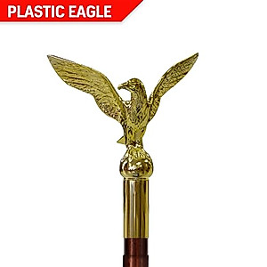 ANLEY 8 Ft Presidential Deluxe Indoor USA Flag Pole Set - 8' Oak Pole, Gold Fringed US Flag, Stand, Cord Tassel and Eagle Top Ornament for Offices, Schools, Churches & Auditoriums 8 Foot High