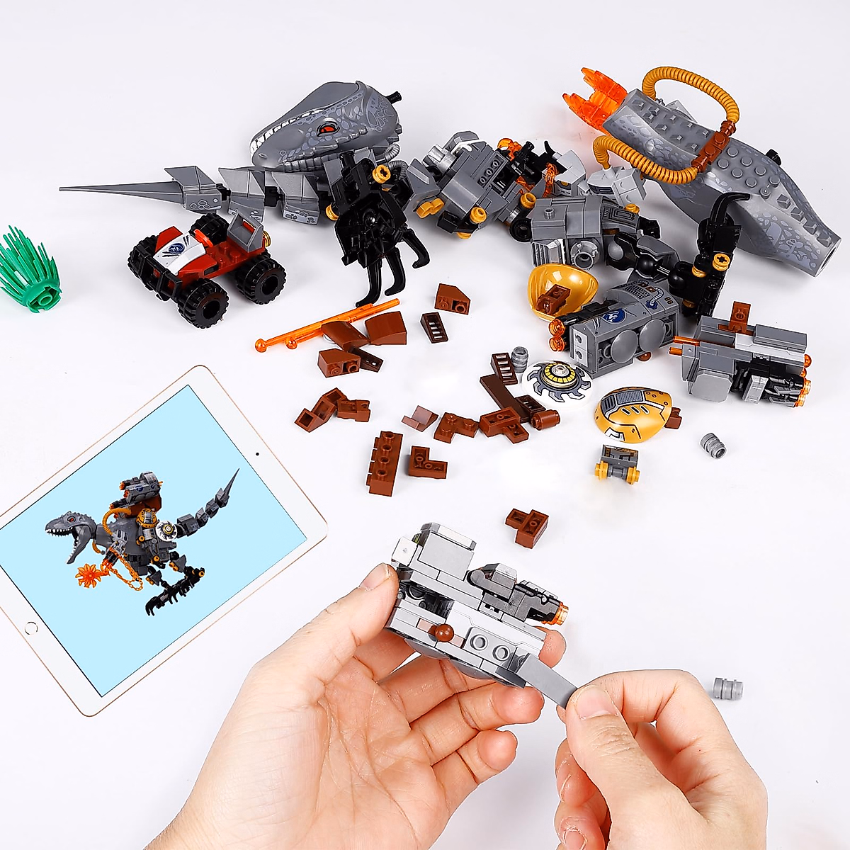 ENJBRICK Dinosaur Building Set for Boys 8-14 Years,Dino Toy for Boys and Girls, with Truck,Baby Dino for Movie Fans Birthday Gifts