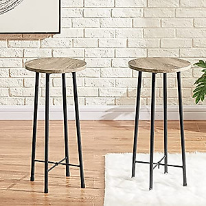 VECELO 24" Round BarStools, Modern Bar Stools Counter Height, Bistro Seats with Wood Surface, Simple Chairs for Living Room Dining Room, Breakfast Dinner Nap Conference, Maple