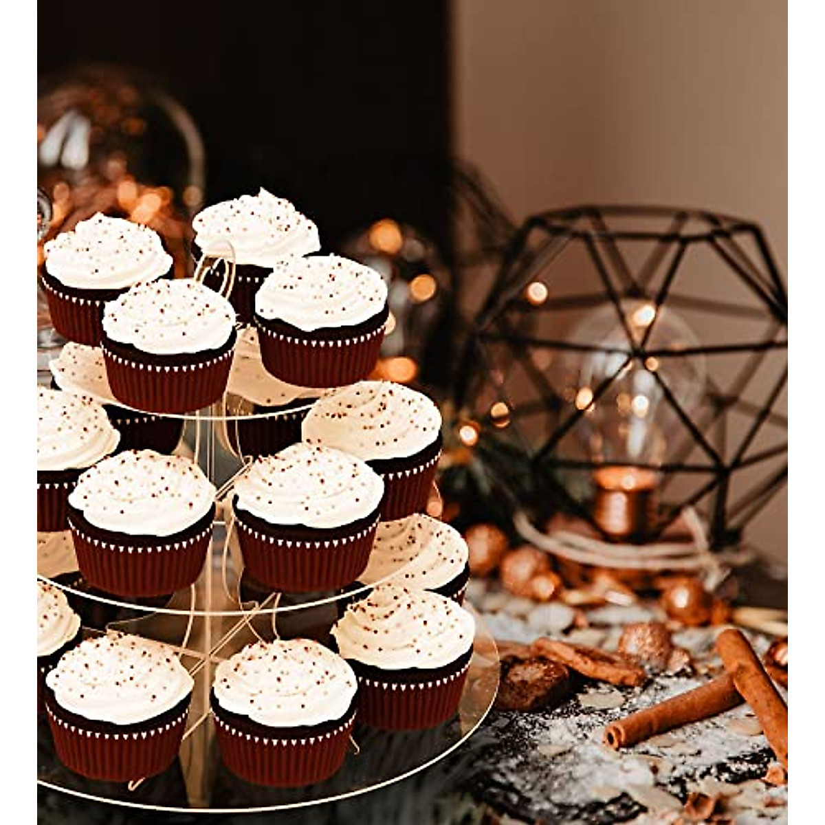 Acrylic Cupcake Stand Tower, 3 Tier Clear Transparent Cupcake Tier Stand Round, Tiered Cupcake Display Stand (Acrylic, Transparent)