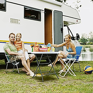 Goplus 32'' Round Folding Table, Foldable Plastic Card Table, Portable Commercial Banquet Table, White Outdoor Utility Folding Tables for Picnic, Party, Dining, Camping, Beach, BBQ, No Assembly