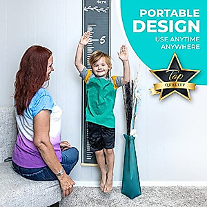 Height Growth Chart for Kids - Love Grows Here Height Growth Farmhouse Decor Height Chart for Kids Wall Decor Wall Hanging Kids Growth Chart Tape Measure Roll Up Growth Chart for Wall Decor (Black)