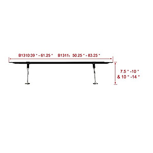 KB Designs - Metal Adjustable Bed Frame Center Support Rail System - Queen/King/Cal King