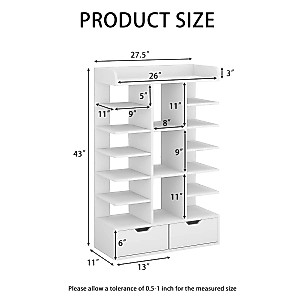 Waktavel Shoe Racks Bench Storage, White Wooden Shoe Storage Bench Organiser for Hallway Entryway (White 4 Tiers)