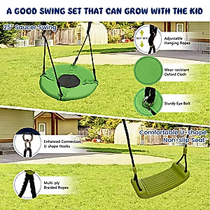 Costzon 660 lbs Swing Sets for Backyard, 7-in-1 Heavy Duty Extra Large Metal Swing Frame w/2 Swings, Glider, Gym Rings, Slide, Monkey Bar, Basketball Hoop, Play Equipment for Indoor Outdoor Gift Kids