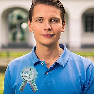 Dinosaur Baby Shower Pins for Mommy Daddy Grandma Jungle Family to wear, It's a Boy Baby Sprinkle (DADDY)