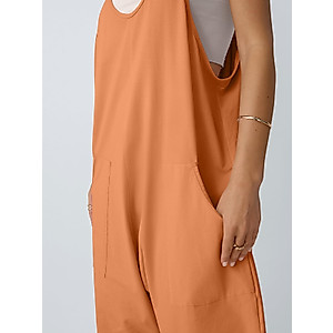 AUTOMET Jumpsuits for Women Casual Summer Outfits Rompers Comfy Beach Vacation Trendy Overalls Jumpers Fashion Clothes 2025 LightOrange XL