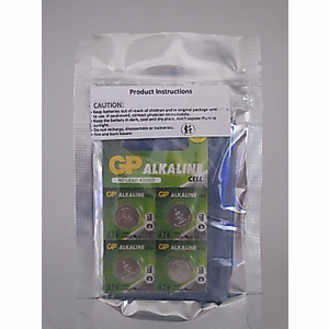 GP A76 LR44 AG13 Alkaline Cell 1.5V Button Cell 4 Batteries with Cloth