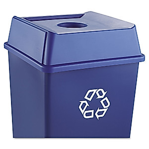 Rubbermaid 2791BLU Untouchable Bottle & Can Recycling Top, Square, 20 1/8 x 20 1/8 x 6 1/4, Blue