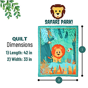 Baby Bees 3 Pieces Safari Park Crib Bedding Sets for Boys & Girls | Baby Bedding Set of Crib Sheet, Quilt for Standard Size Crib