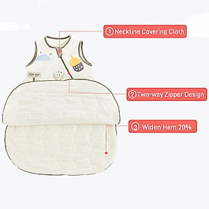 ZIGJOY Baby Winter Sleeping Bag 2.5 TOG Sleeveless Newborn Wearable Blankets with 2-Way Zipper Cotton Sleep Sack Suitable for Baby Girl Boy 0-6 Months