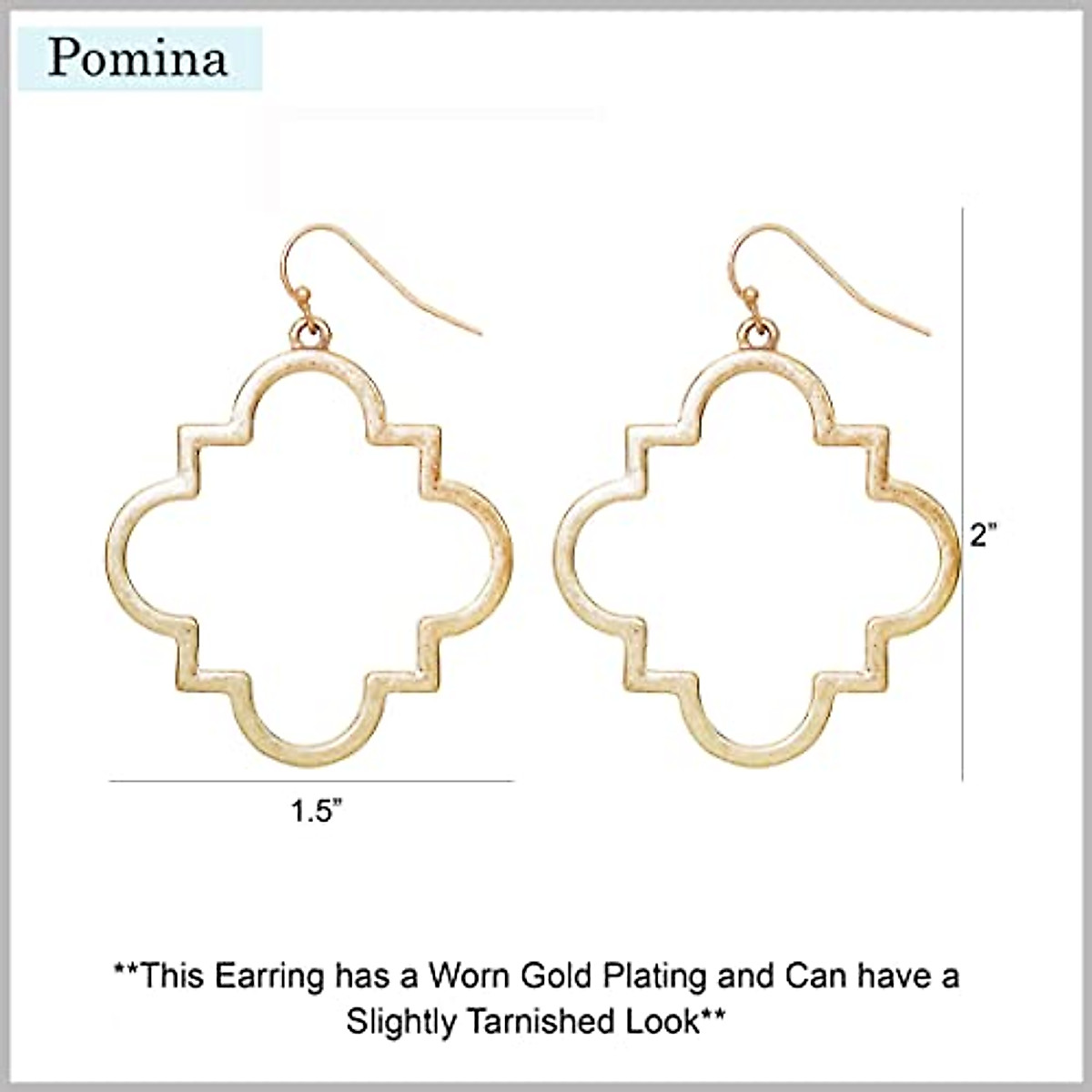 POMINA Quatrefoil Clover Gold Dangle Drop Earrings Gold Silver Two Tone Textured Trendy Fashion Earrings for Women