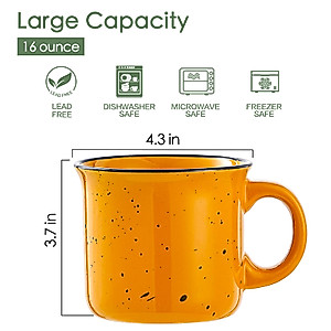 bestone Coffee Mugs Set of 4，16 oz Large Coffee Mugs, Ceramic Mugs with Handles,Coffee,Salad,Noodles etc Coffee Mugs, Cups for Coffee Cereal Latte ，Microwave & Dishwasher safe，Vibrant Colors