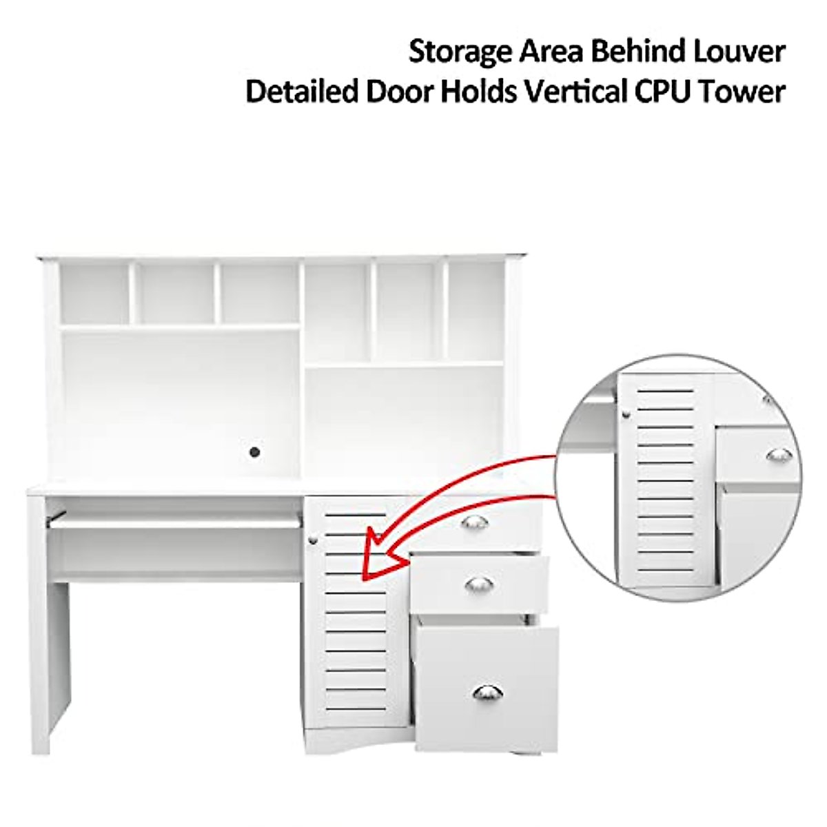 Holaki Computer Desk with Drawers & Bookshelf for Small Space,Wood Executive Desk Teens Student Desk Writing Laptop Home Office Desk with Keyboard Tray,Computer Desk with Hutch Antiqued White Finish