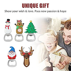 Magnetic Beer Bottle Opener 5 Pcs, Christmas day Cute Fridge Magnet Corkscrew Home Decoration Easy to Store, Beer Perfect Festival Gifts for Men Women Mother Friends Girlfriend and Boyfriend