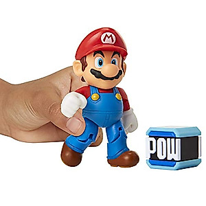 Super Mario Collectible Mario 4" Poseable Articulated Action Figure with POW Accessory