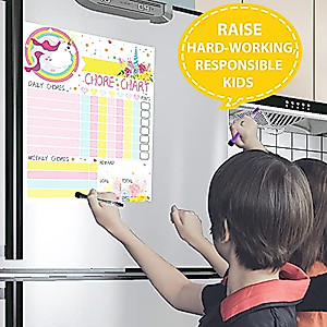 Unicorn Chore Chart for Kids, Magnetic Behavior Reward Chart, My Responsibility Chart for Kids at Home