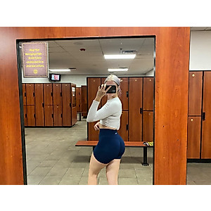 AUROLA Intensify Workout Shorts for Women Seamless Scrunch Short Gym Yoga Running Sport Active Exercise Fitness Shorts(XS,Tuxedo Blue)