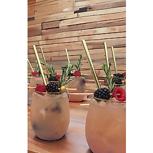 Oojami 36 piece Disposable Stemless Platic Wine Tumbler Cups Unbreakable Crystal Clear Gold Rim Plastic Wine Glasses elegant Drinkware for Wedding, Birthday, Indoor outdoor Pool 12 Ounce