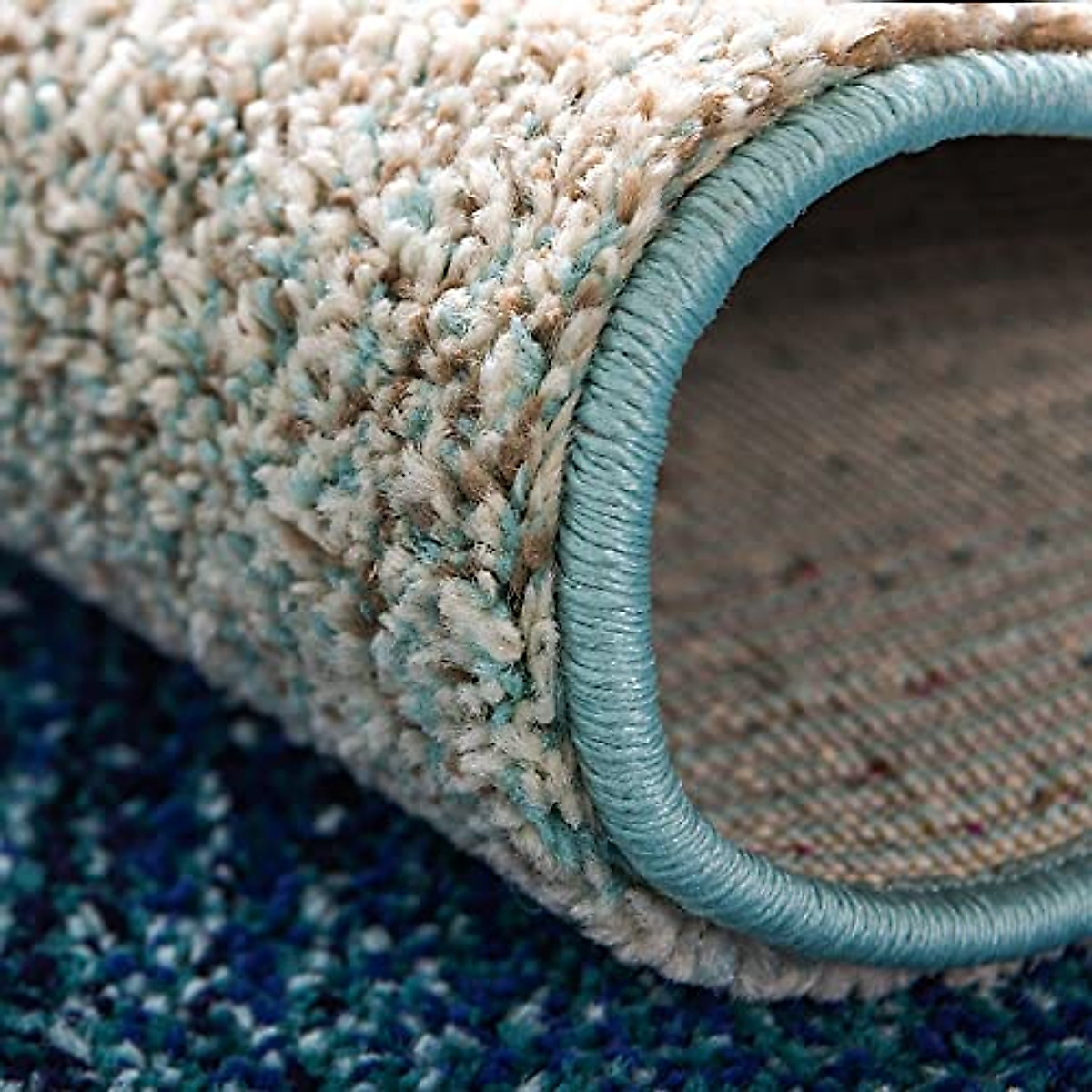 Unique Loom Estrella Collection Distressed, Gradient, Dark Colors, Abstract, Modern Area Rug, 5 ft x 8 ft, Blue/Beige