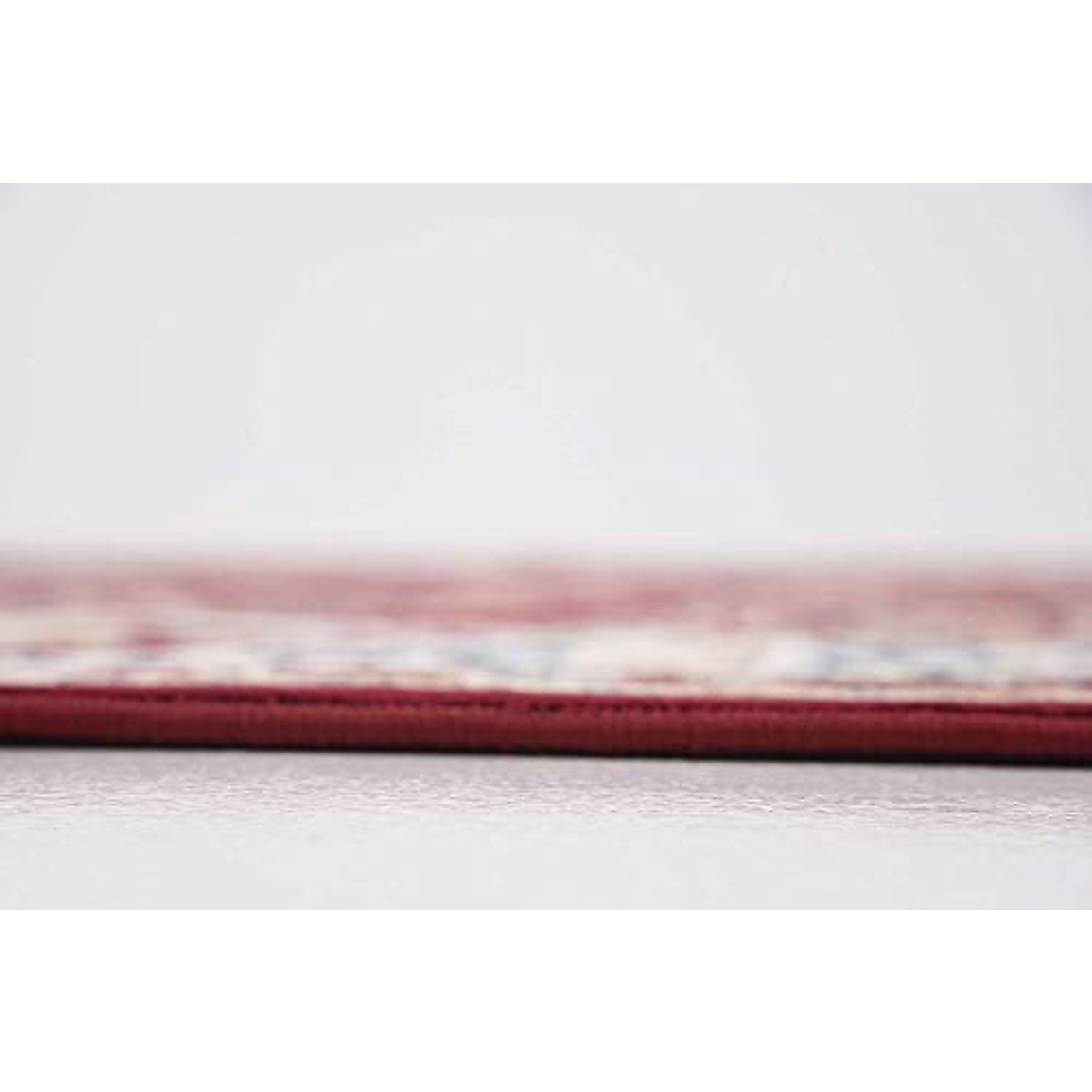 Unique Loom Narenj Collection Classic Traditional Textured Repeat Design Area Rug, 10' Round, Burgundy/Blue