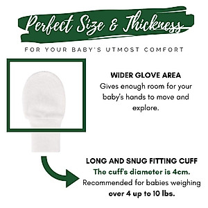 Anti-Scratch Baby Mittens - Pack of 7 Unisex Newborn Mitts - No Scratch Gloves for Boys and Girls - Cotton Gloves For Infants 0-6 Months Old + Laundry Bag