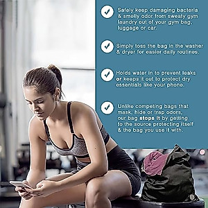 Ornadi Wet Gym Clothes Bag Antimicrobial Waterproof Sport Sack Inhibits Bacteria & Odor from Dirty Laundry, Swimsuits, Sweaty Shoes for Smell Proof Travel 14 X 17.5 Made in USA