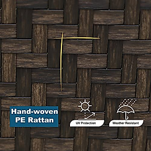 MIXPATIO Outdoor Patio Dining Set 7 Pcs, Patio Dining Table Chair Set, 6 Rattan Chairs with Cushions and 1 Dining Table with Umbrella Hole, for Lawn, Garden, Yards, Poolside