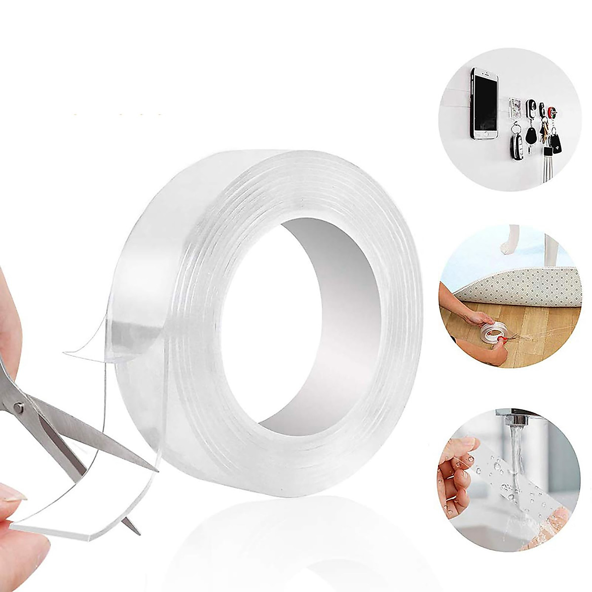 Nano Grip Tape 16.5 FT x 1.2 Inch Reusable Removable Washable Double Sided Sticky Strips Seamless Traceless Tape Adhesive Kitchen Holder