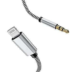 Aux Cord for iPhone, [Apple MFi Certified] Lightning to 3.5mm AUX Auxiliary Cable for Car Stereo, Headphone, Home Speaker Compatible with iPhone 14 13 12 11 XS XR X 8 7 6 Silver 3.3FT