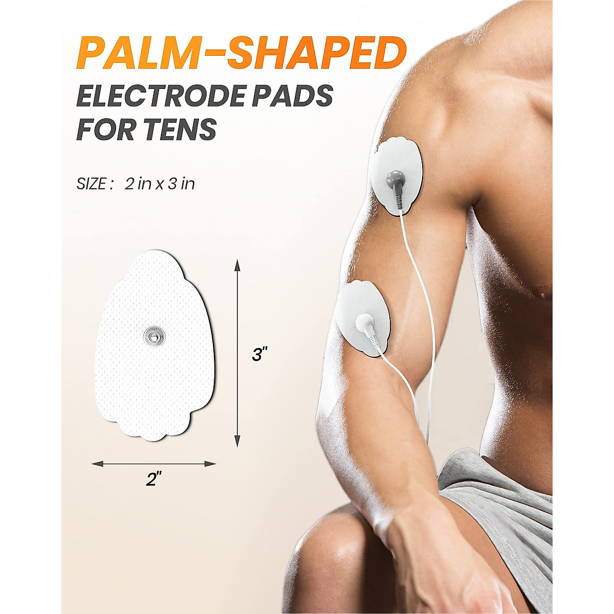 20-Pack TENS Unit Replacement Pads, Long-Lasting Snap Electrodes for 50 Times of Use per Pad, Latex-Free TENS Pads Set Compatible with TENS EMS Devices Using 3.5mm Button Lead Wires