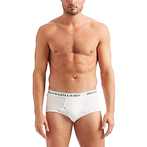 POLO RALPH LAUREN Mens Classic Fit Cotton 4-pack Briefs, White/Cruise Navy, Medium US