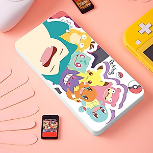 PERFECTSIGHT Cute Game Card Case for Nintendo Switch/Switch Lite/OLED, 24 Game Holder Cartridge Case for Game Cards and 24 SD Cards, Kawaii Portable Compact Storage Box (Poke)