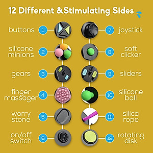 PILPOC theFube Fidget Cube with 12 Sides - Handy Anxiety Toys for Kids and Adults - Fidget Dice for Stress Relief & Focus - Anti Stress Cube for ADHD, ADD, with Carry Case (Light Blue & Mix)