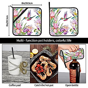 Garden with Birds and Flowers Heat Resistant Non-Slip Pot Holder, Professional Oven hot pad Gloves for Cooking, Baking, and Grilling