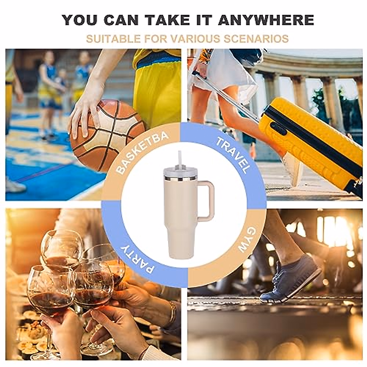 YTTL 40 oz Tumbler with Handle and Straw,1200ml Insulated Cup Reusable Stainless steel,Thermal insulation,leak proof Tumbler,Dishwasher Safe (Viridis)