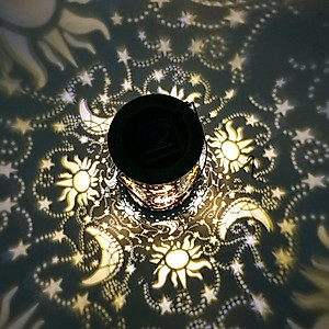 Ruiqas Solar Light Energy Saving Lamp Indoor Outdoor Hollow- Out Leaves Bucket Light Waterproof Lamp for Patio Garden Home Decoration