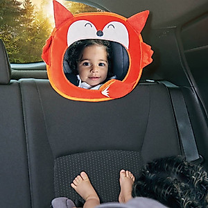 Diono Easy View Fox Character, Baby Car Mirror, Safety Car Seat Mirror for Rear Facing Infant, Fully Adjustable, Wide Crystal Clear View, Shatterproof, Crash Tested