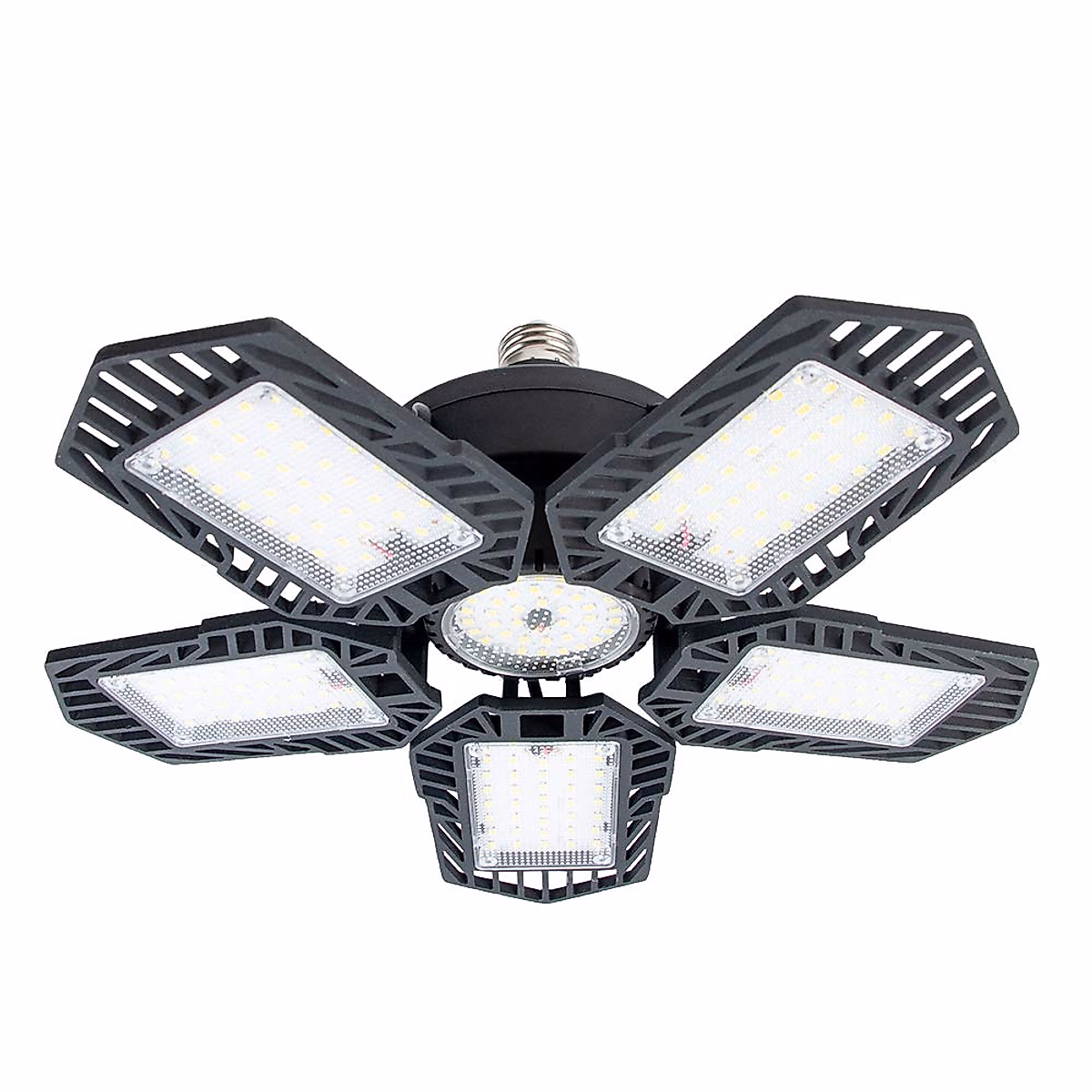 LED Garage Light, 150W 15000 Lumens Daylight LED Light Bulbs, Deformable Garage Ceiling Lights with Five Adjustable Panels, E26/E27 Base LED Shop Light Bulb for Workshop Basement and Warehouse