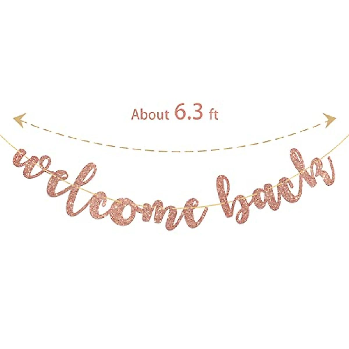 Welcome Back Banner, Returning Home Teenager Homecoming Theme Party Banner Sign, Housewarming / Family Party Decorations, Welcome Home Sign - Rose Gold