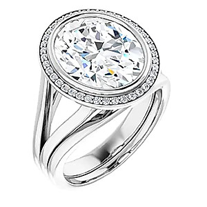 4 CT Oval Cut VVS1 Colorless Moissanite Engagement Ring Set for Women Bridal Rings Set Handmade Bezel Moissanite Wedding Gifts Anniversary Promise Her 925 Sterling Silver