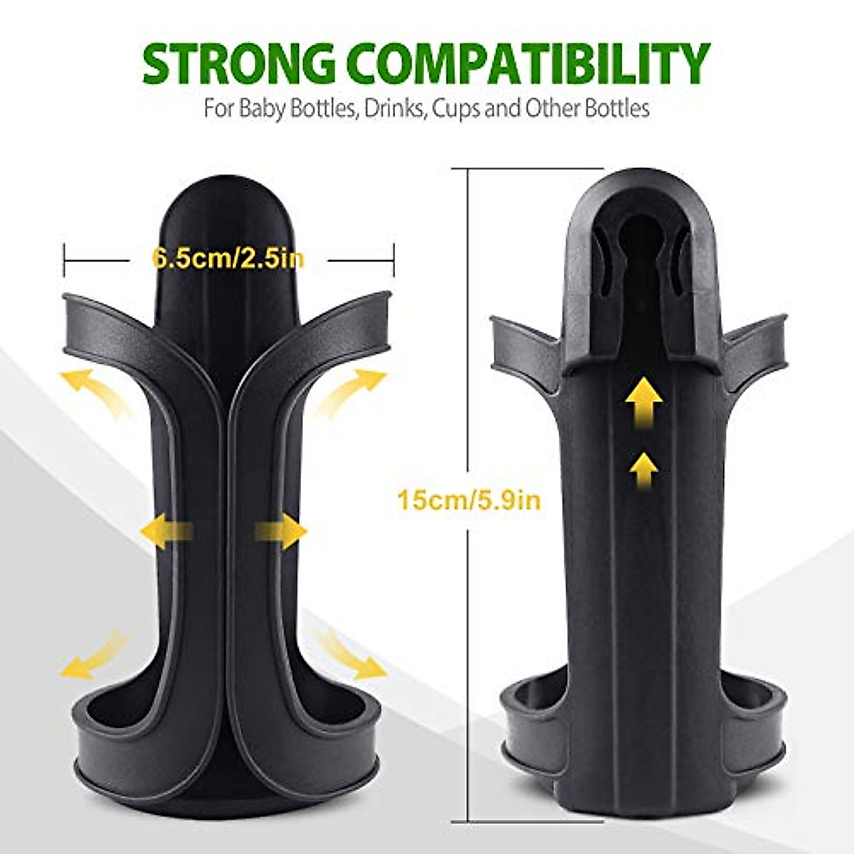2 Pack Stroller Drink Holders, Universal Cup and Bottle Holder for Trolleys, Walkers and Bikes