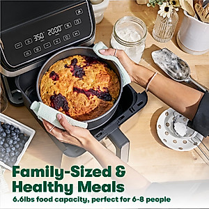 bella 8 Qt Digital Air Fryer with TurboCrisp Technology, Large Family Size Nonstick Cooking Basket and Crisping Tray, Multiple Preset Functions, Auto Shutoff, Stainless Steel, 1750 Watt