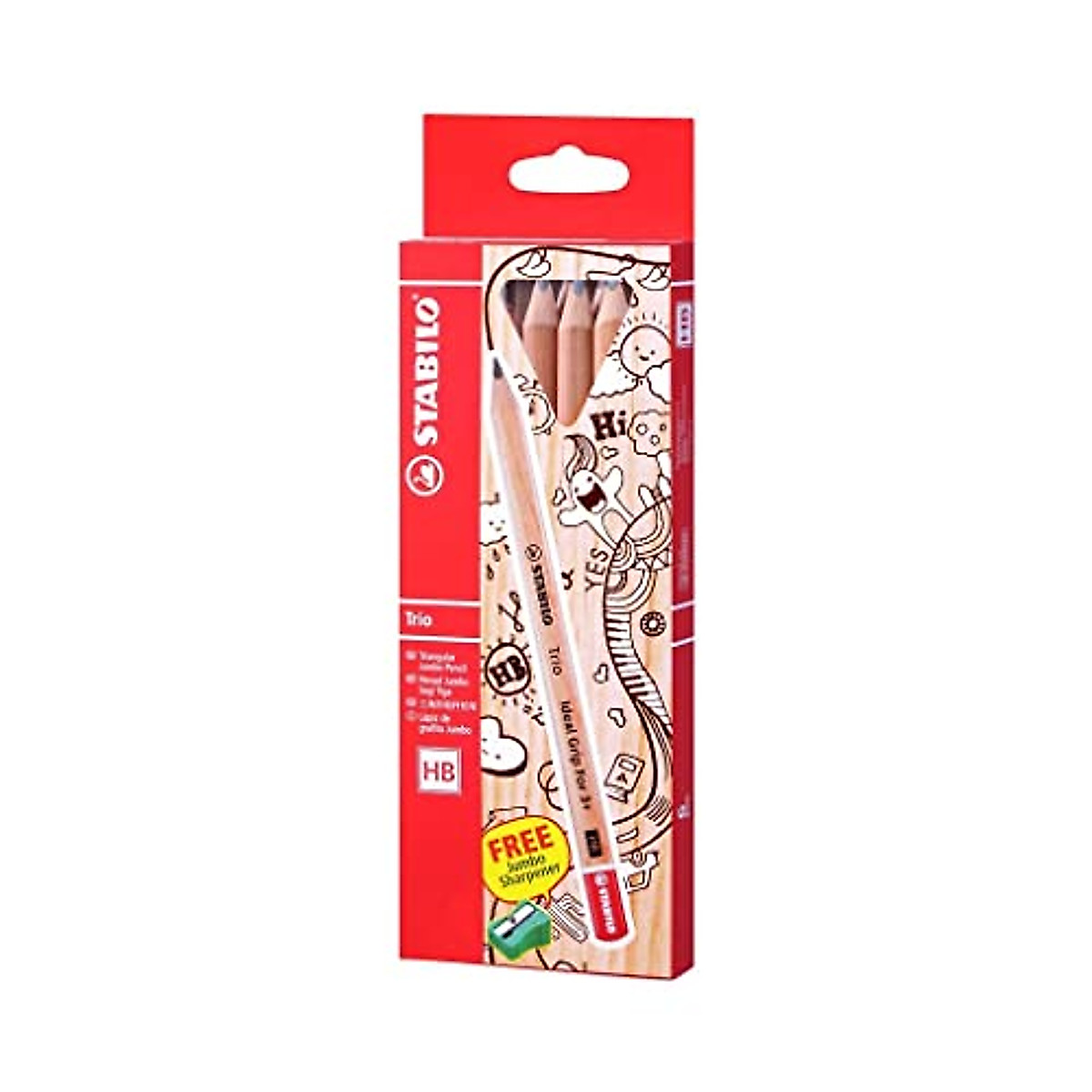 Stabilo Trio Ideal Grip 6pcs HB Jumbo Pencil (Free Jumbo Sharpener)