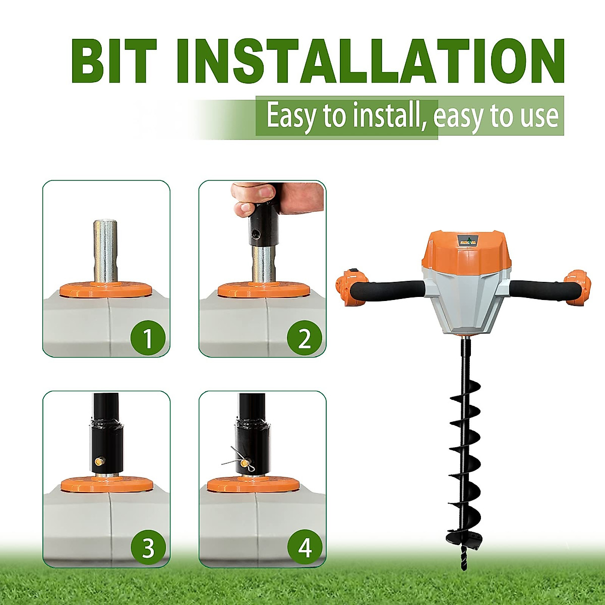 LONGRUN Earth Auger Drill Bit for Garden Fence Post, 4" x 31.5" Post Hole Auger, 0.79”(20mm) Inner Shaft Auger Bit for Planting Trees and Bedding, Bulbs, Seedlings, Gardening, Large Fencing Digger