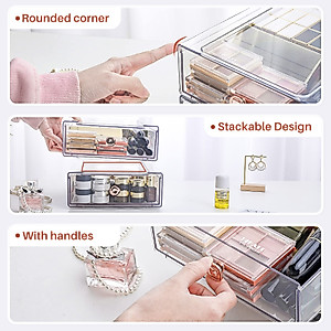 Homde Stackable Storage Containers Box with Pull-Out Drawer - Stacking Plastic Drawers Bins for Kitchen Pantry and Cupboard, Cabinet, Counter, Island and Tables - 2 Pack - Clear