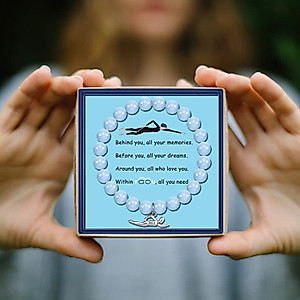 liforlove Swimming Lover Gift Swimmer Inspiration Gifts Swimmer Charm Bracelet Swimming Jewelry for Women (Aquamarine Swimming Bracelet)