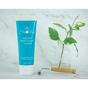 Shobha Ingrown Relief Lotion – One-Step Ingrown Hair Treatment – Post Waxing Hair Bump Remover - Skin Care Product for After Face, Body and Bikini Hair Removal, 8 oz