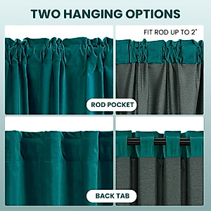 Dreaming Casa Teal Green Velvet Curtains for Living Room Thermal Insulated Rod Pocket Back Tab Window Curtain for Bedroom 2 Panels 52" W x 96" L