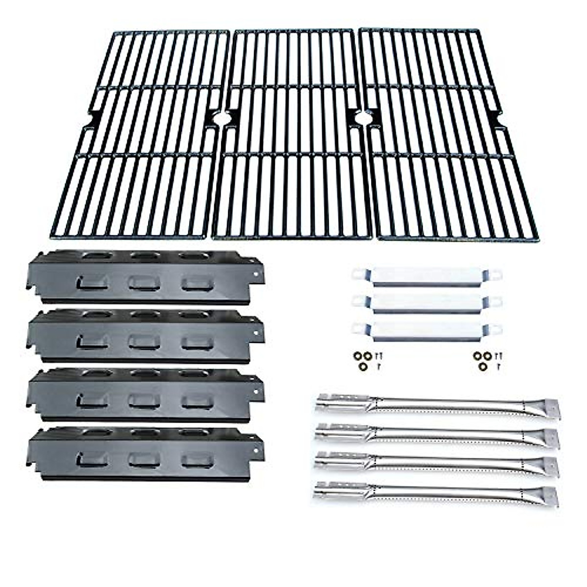 Direct Store Parts Kit DG158 Replacement for Charbroil 463420507, 463420509, 463460708,463460710 Gas Grill(SS Burner+SS Carry-Over Tubes+Porcelain Steel Heat Plate+Porcelain Cast Iron Cooking Grid)
